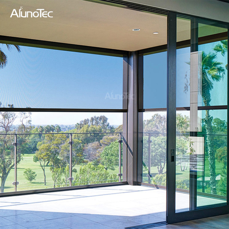 AlunoTec Automatic Aluminum Frame Waterproof Remote Sun Zip Screen ...
